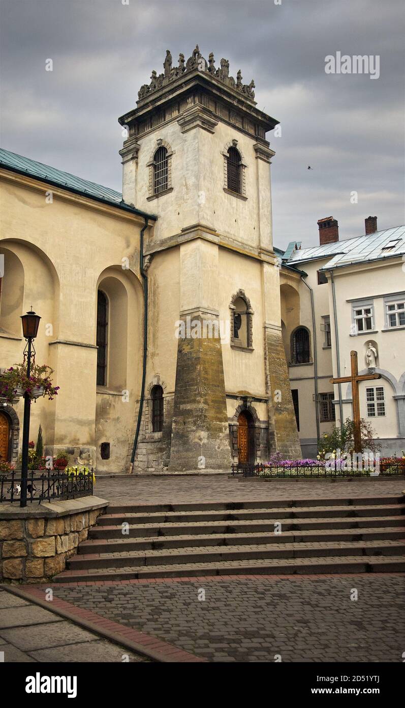 Historic building in Lviv city in Ukraine. Tourist centre Stock Photo ...