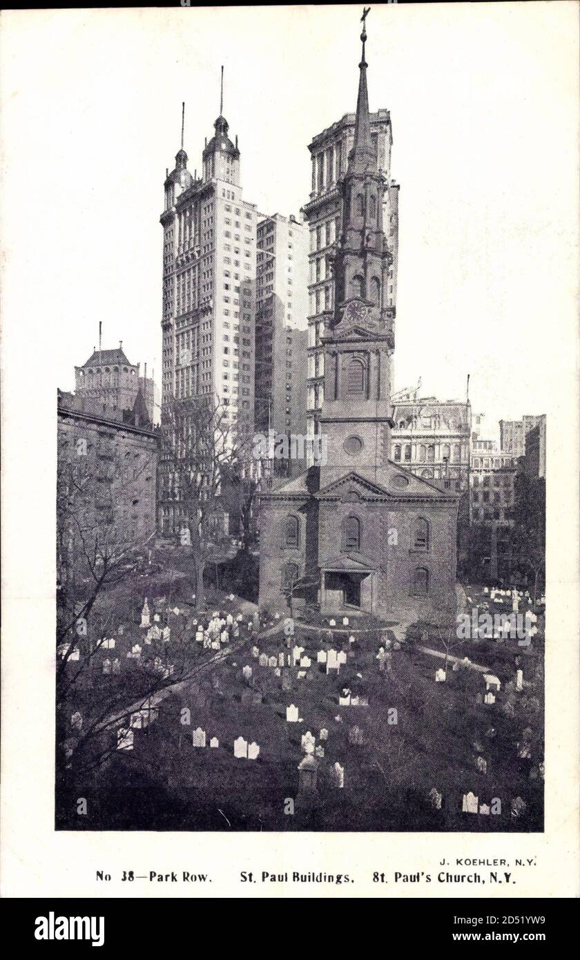 New York USA, St. Paul Buildings, Park Row, St. Pauls Church | usage ...