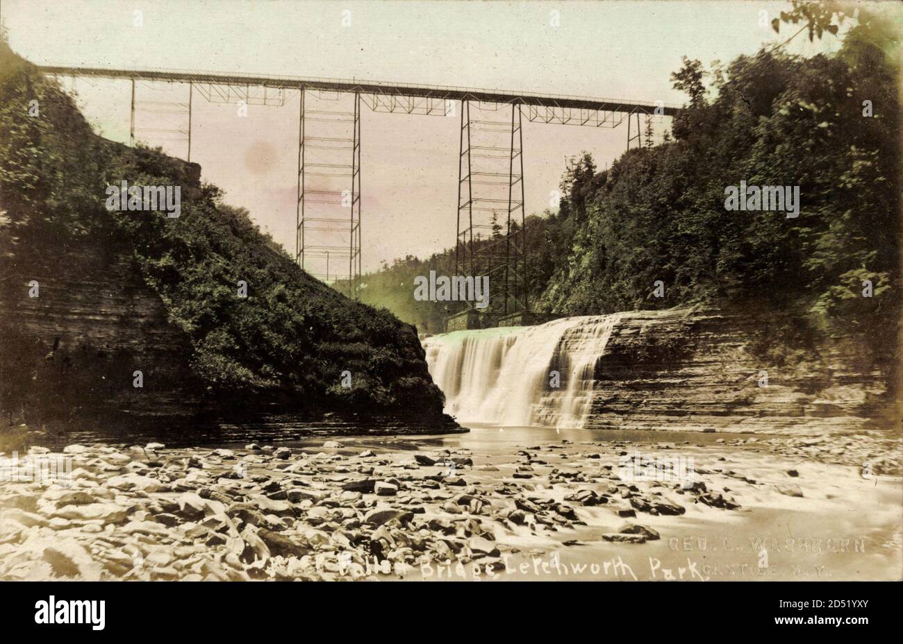 New York USA, general view of the Falls Bridge, Letchworth Park | usage ...