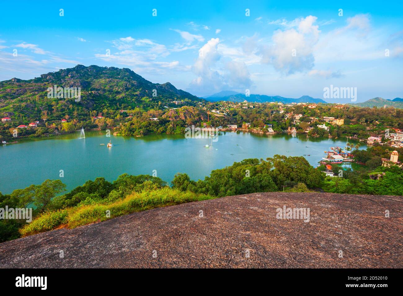 Mount Abu and Nakki lake aerial panoramic view. Mount Abu is a hill ...