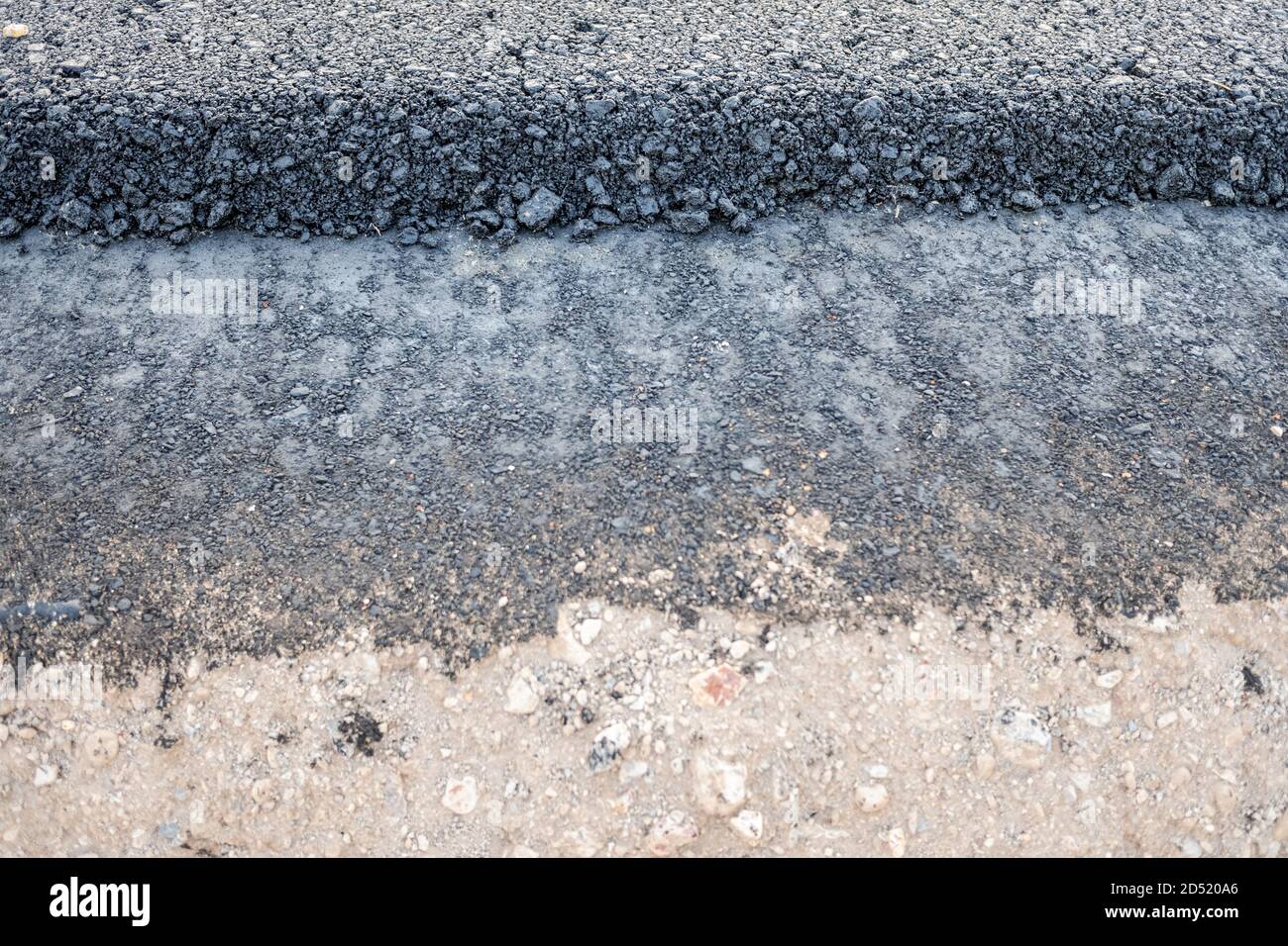 Asphalt layer just spread on a new road, detail Stock Photo - Alamy