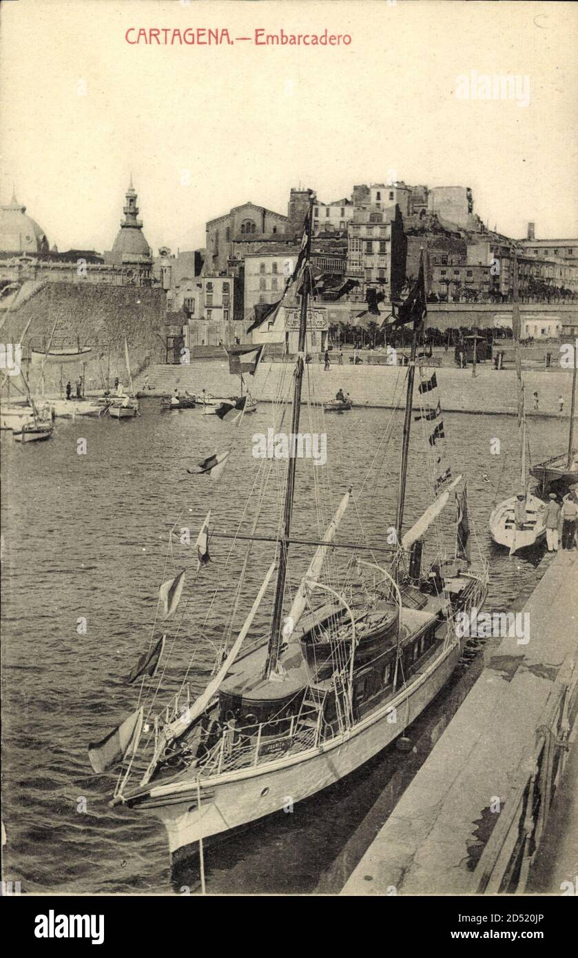 Cartagena Murcia, Embarcadero, Blick auf den Hafen, Segelschiff | usage ...