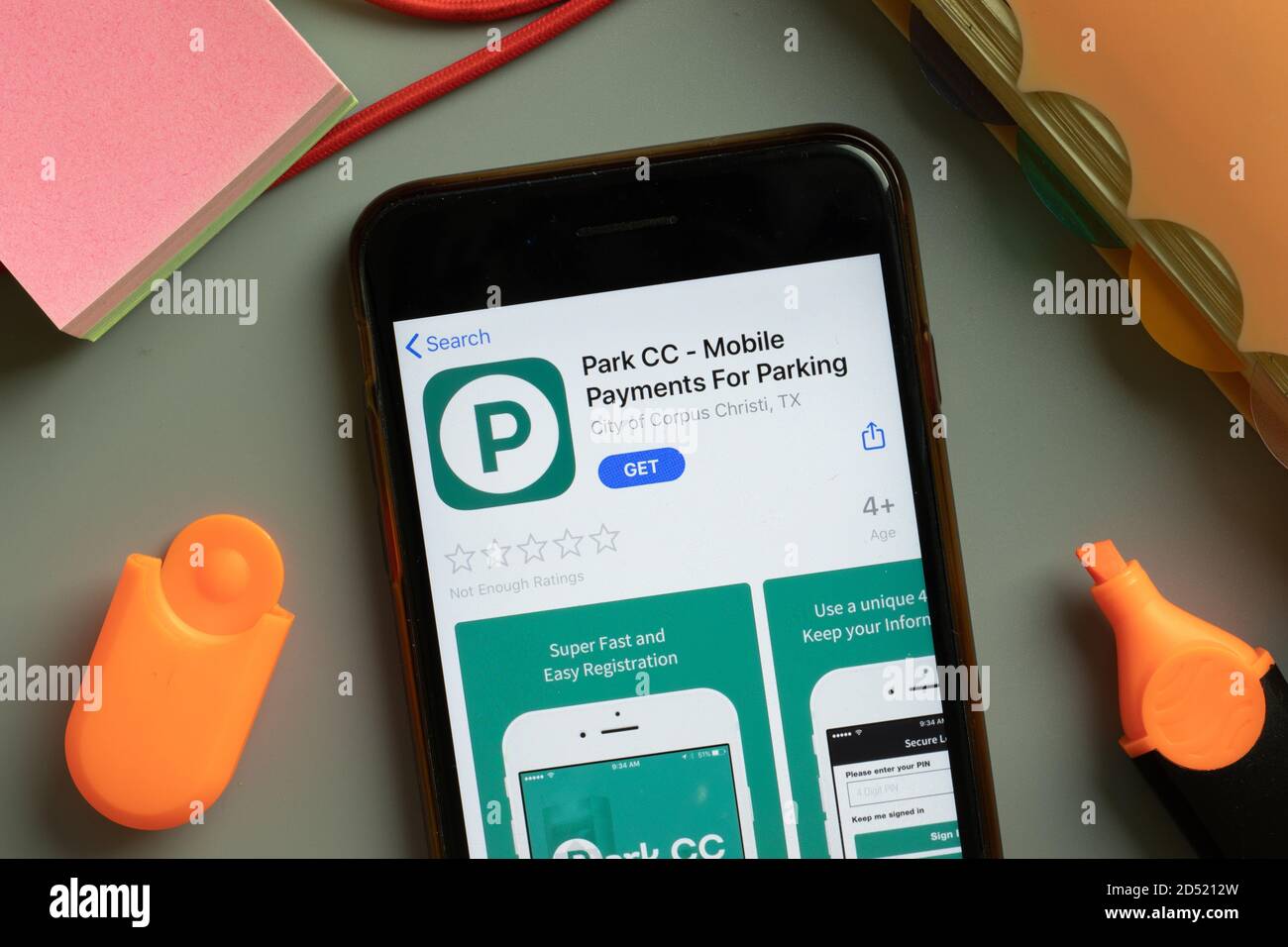 New York, USA - 29 September 2020: Park CC mobile app logo on phone ...