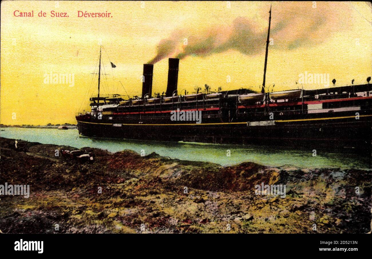 Suez Ägypten, Deversoir et le Canal de Suez, Dampfer | usage worldwide ...