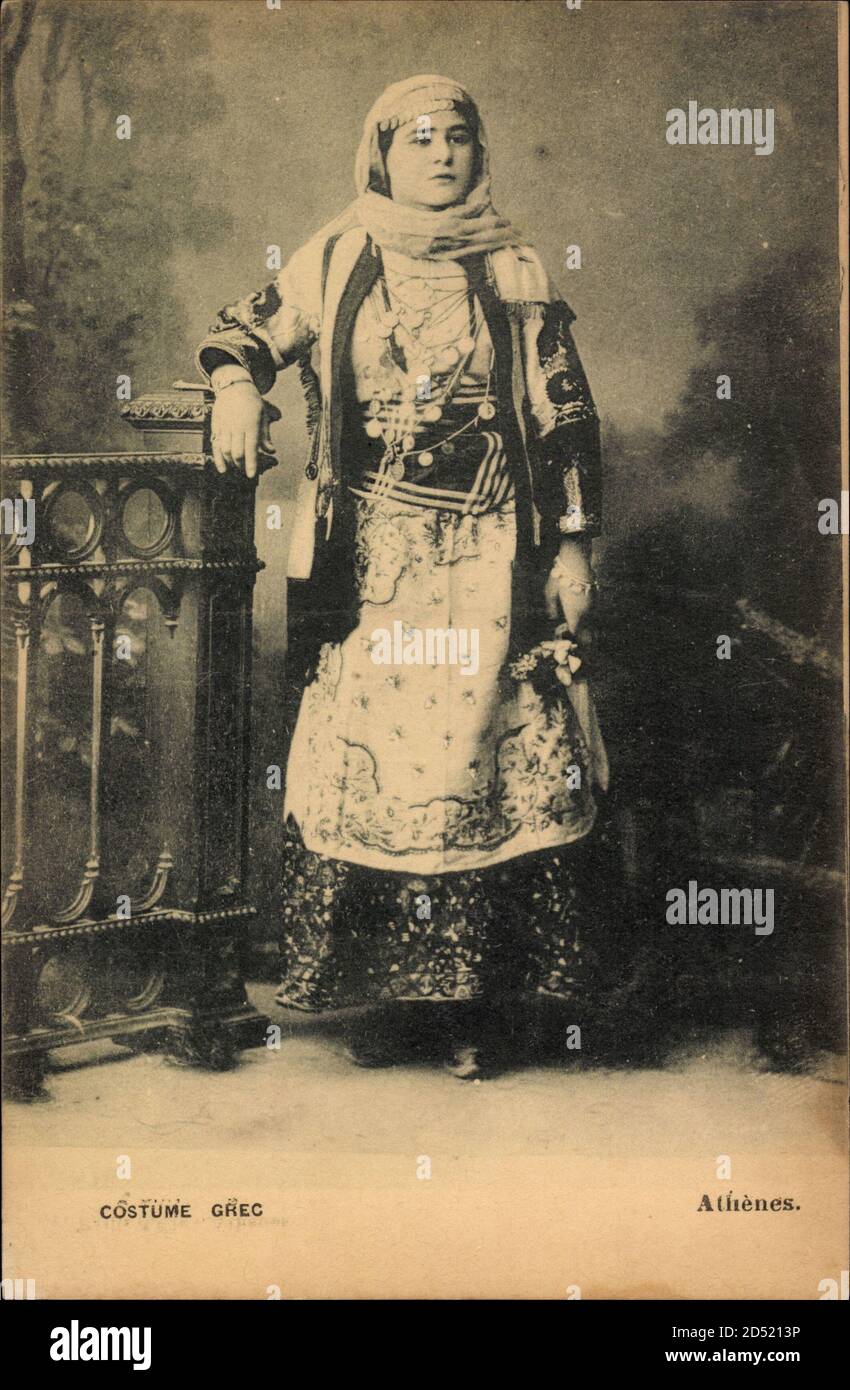 Costume Grec, Athenes, Griechische Volkstracht, Frau, Standbild | usage ...