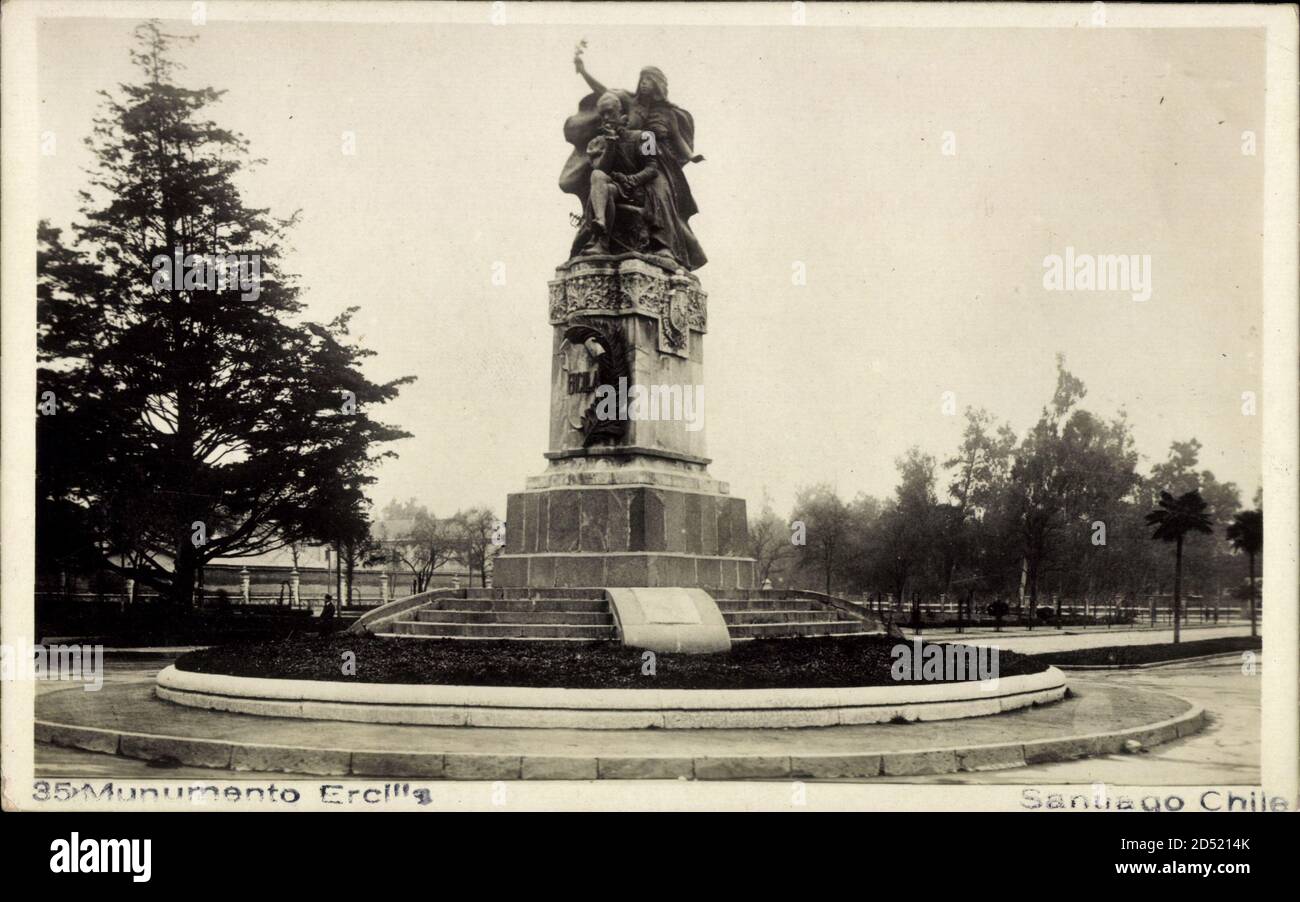 Santiago de Chile, Monumento Ercilla, Denkmal am Rondell | usage ...