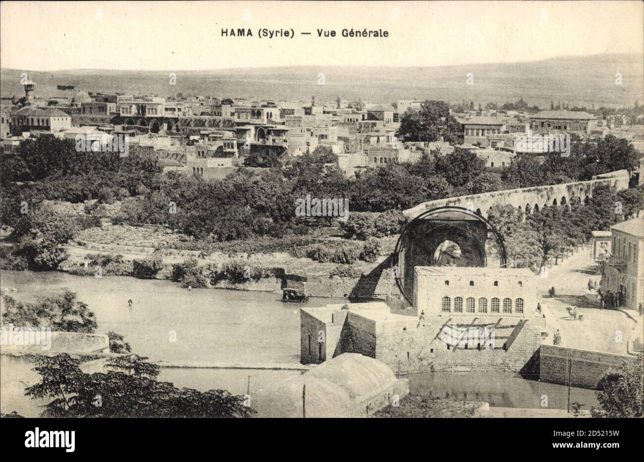 Hama Syrien, Teilansicht der Stadt mit Noria vorne | usage worldwide ...