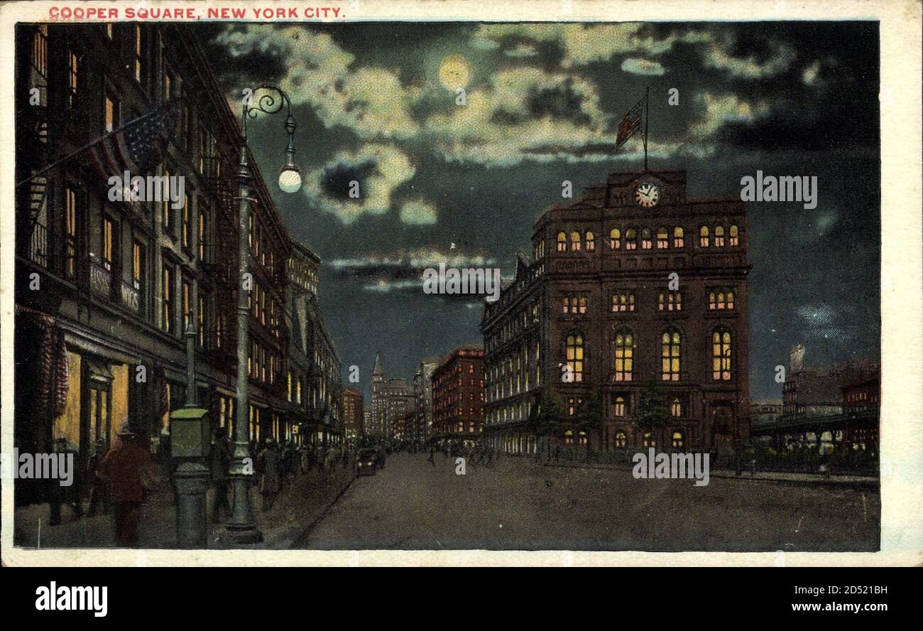 New York USA, general view of Cooper Square, Street View | usage ...