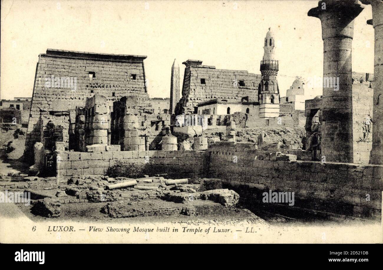 Luxor Ägypten, view showing Mosque built in Temple of Luxor | usage ...