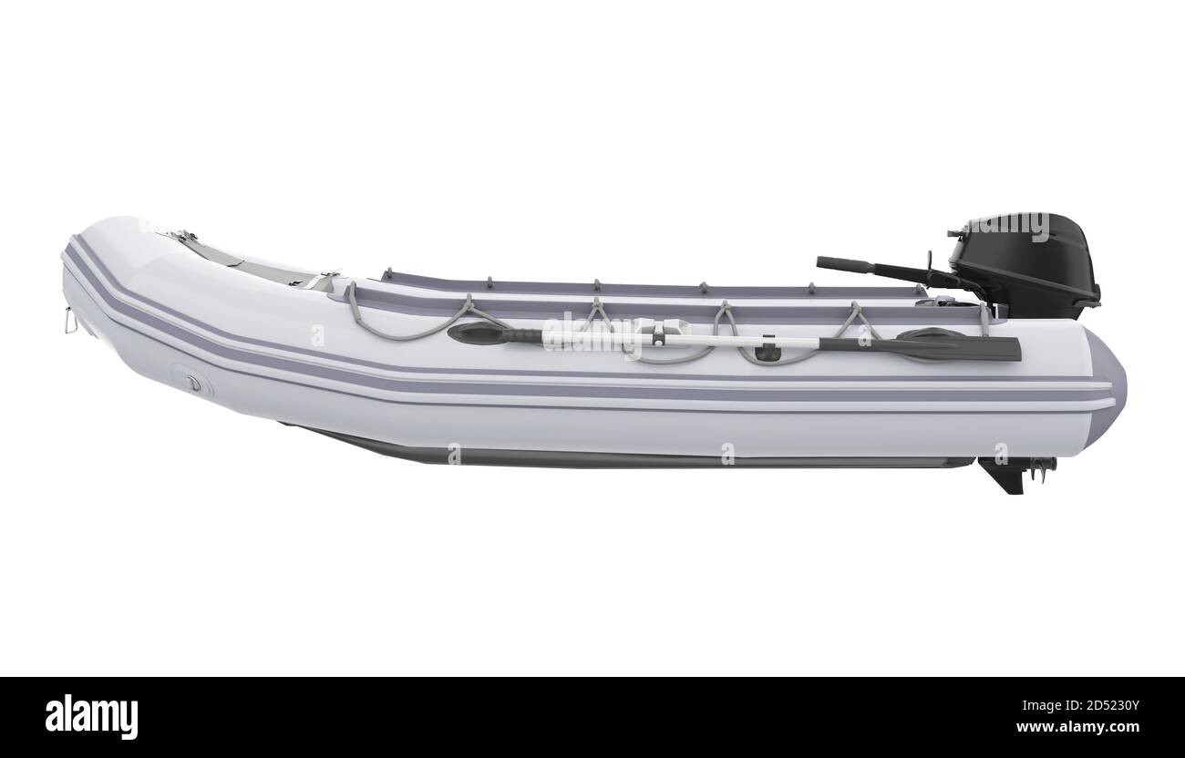 Inflatable Motor Boat Isolated Stock Photo - Alamy