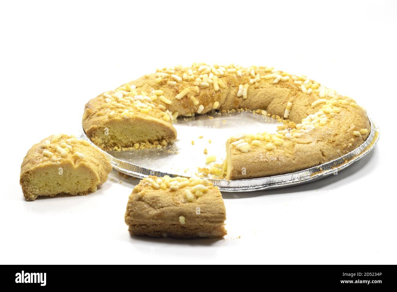 Sliced sweet bisulan donut with traditional hole and sugar Stock Photo ...