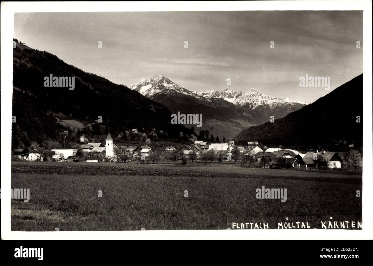 Flattach Mölltal Kärnten, Totalansicht, Ortschaft, Gebirge, Wiese ...