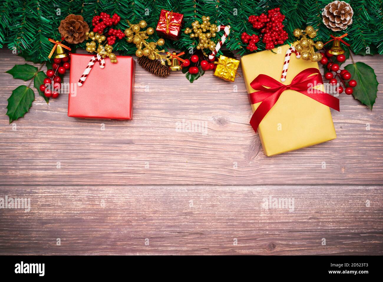 christmas season background and Happy new year gift box and red cherry ...