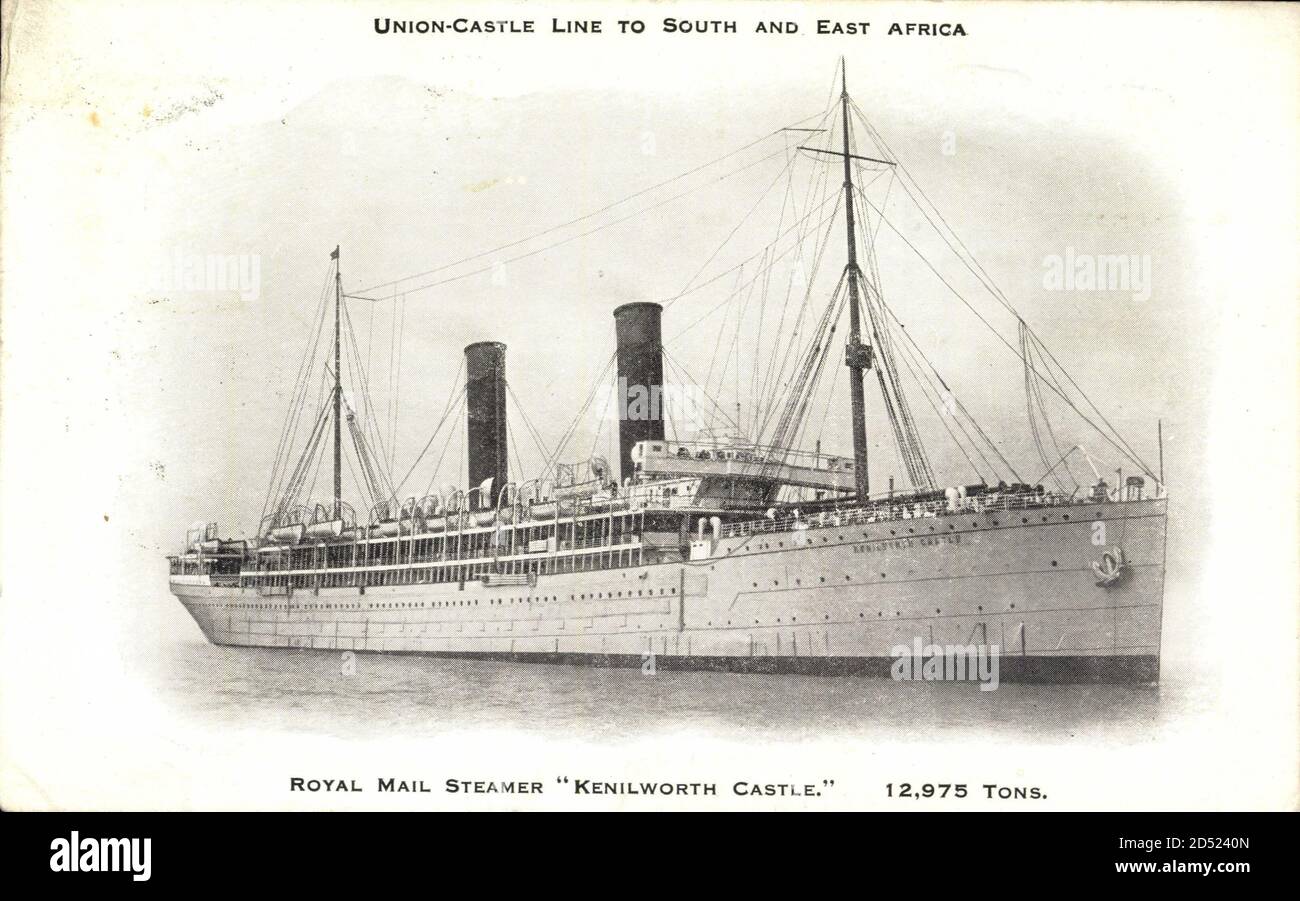 Union Castle Line, Royal Mail Steamer Kenilworth Castle | usage ...