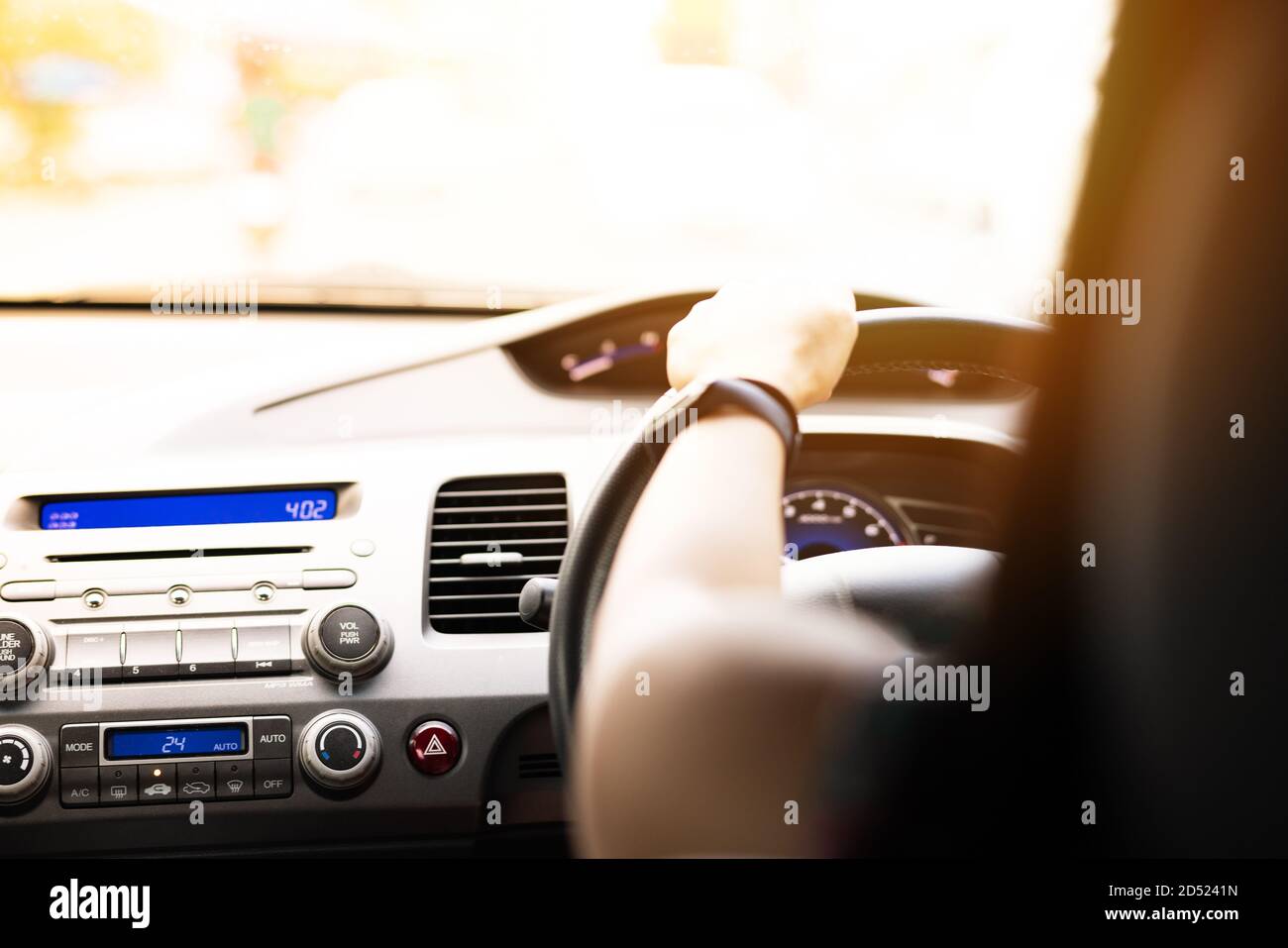 Safe drive, speed control and security distance on the road, driving ...