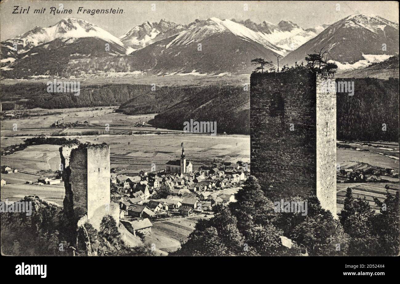 Zirl Tirol, Blick auf die Stadt mit Ruine Fragenstein | usage worldwide ...