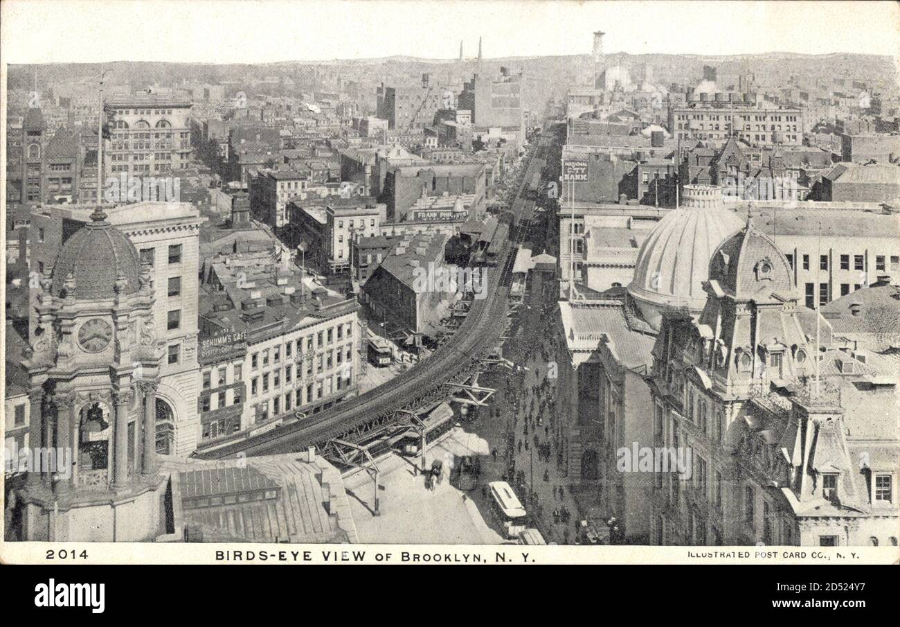 New York USA, Birds-Eye View of Brooklyn, Stadtansicht mit U ...