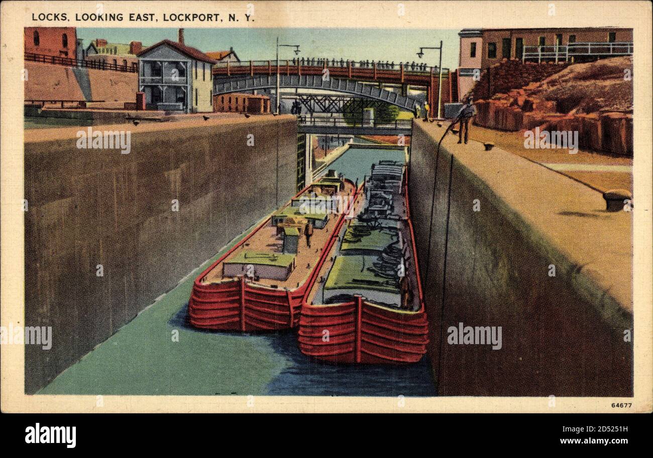 Lockport New York USA, general view of the Locks, looking East | usage ...