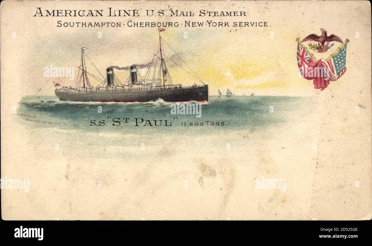 American Line, U.S. Mail Steamer, S.S. Paul, Dampfer | usage worldwide ...