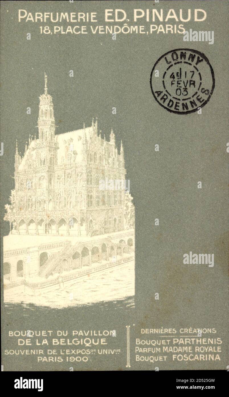 Paris, Ed. Pinaud, Exposition Univ. 1900, Pavillon de la Belgique ...