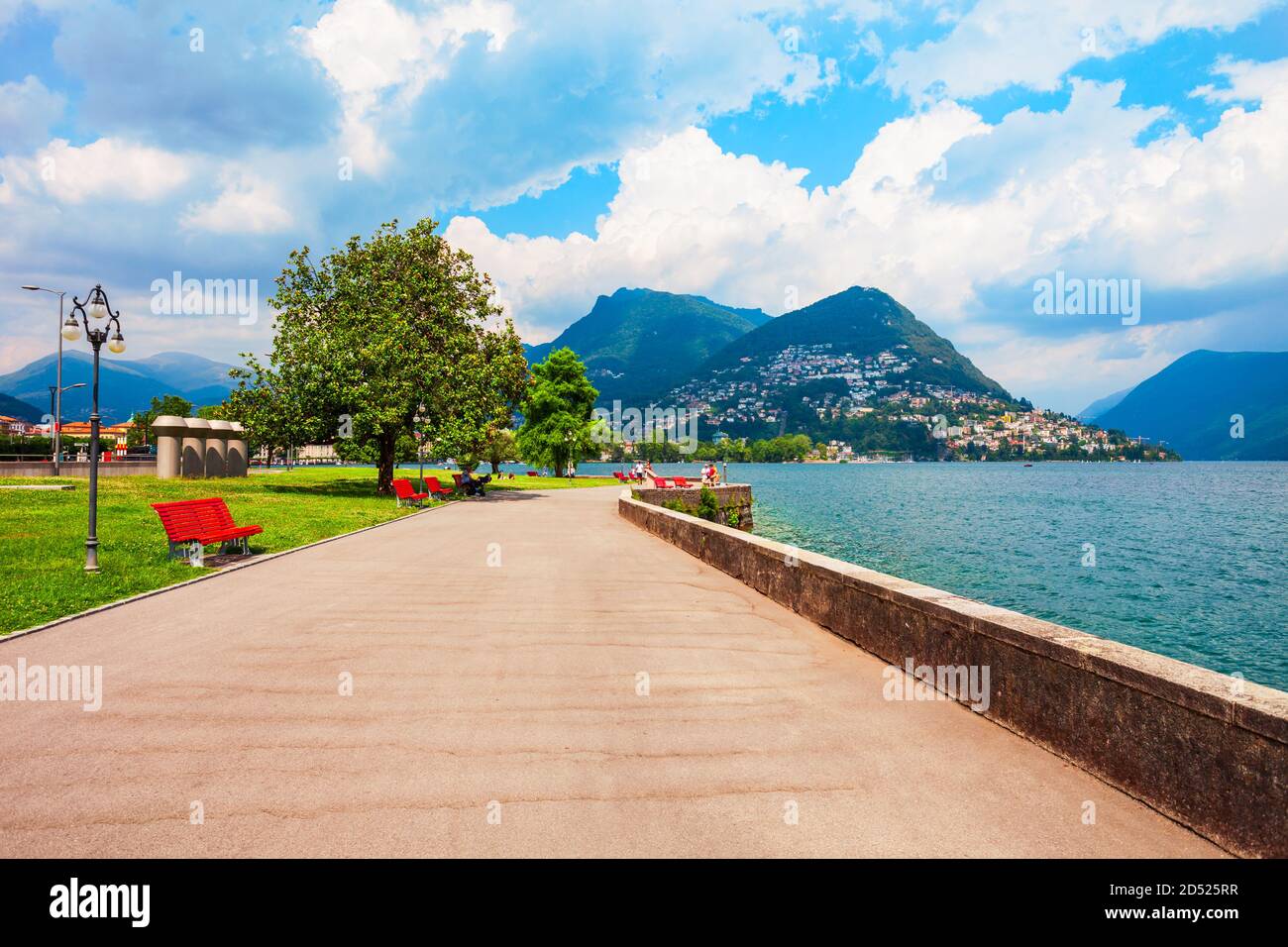 Lugano lake and Lugano city panoramic view in canton of Ticino in ...