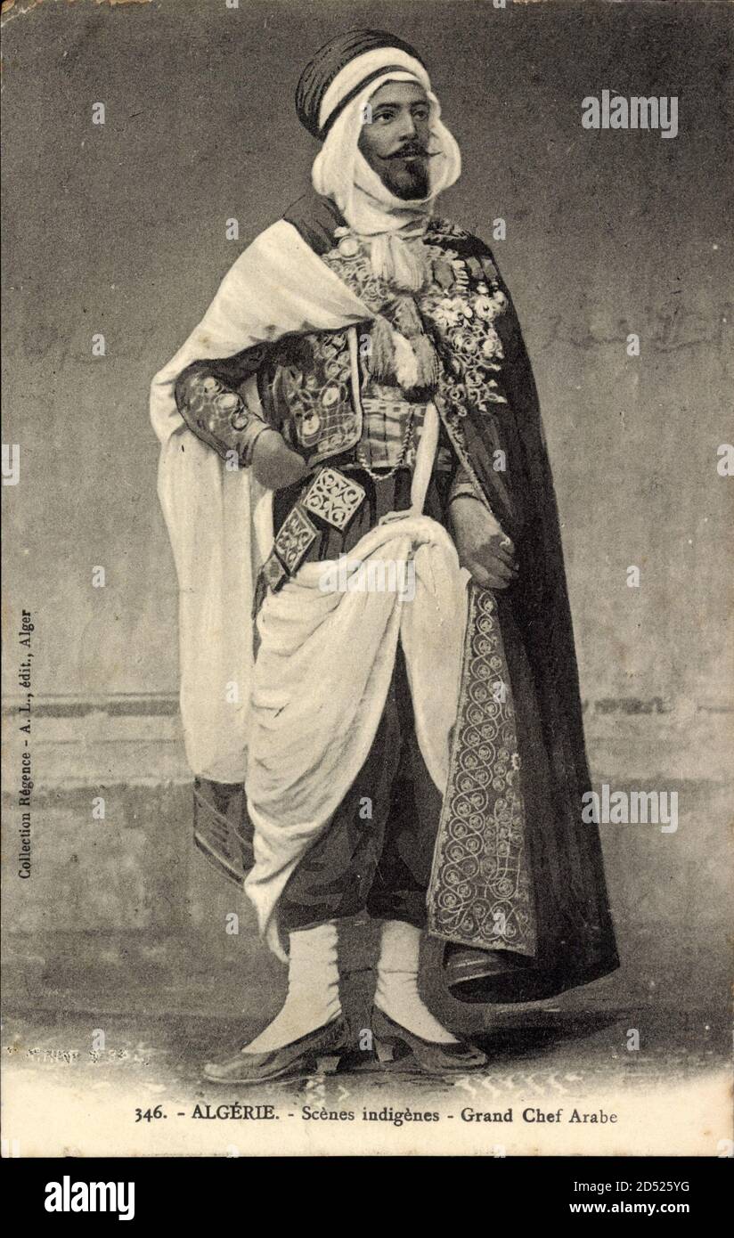 Algerien, Scènes indigènes, Grand Chef Arabe, Araber, Tracht | usage ...