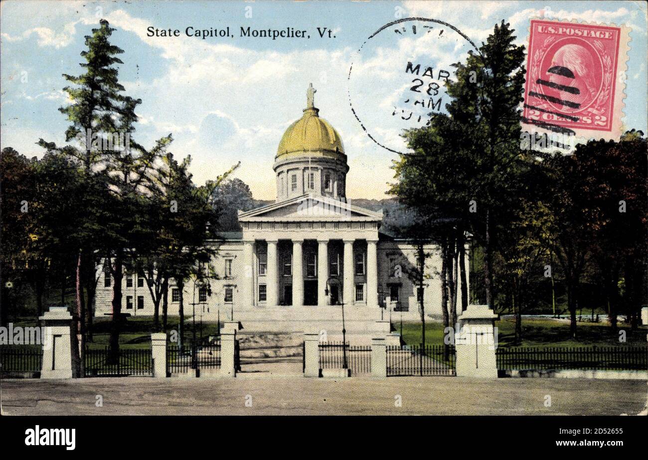 Montpelier Vermont, View to the State Capitol | usage worldwide Stock ...