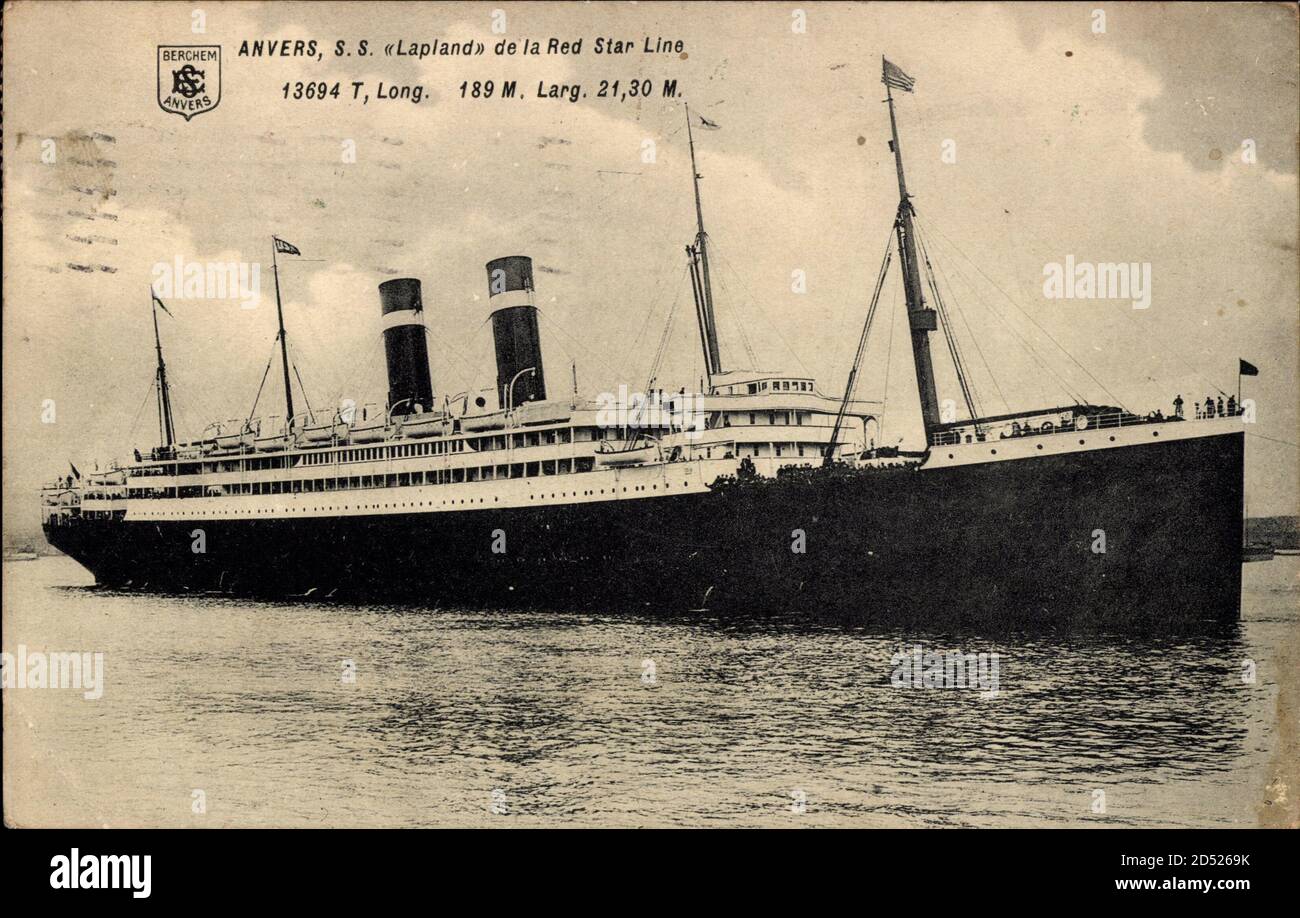 Antwerpen, S.S. Lapland, Red Star Line, Dampfschiff | usage worldwide ...