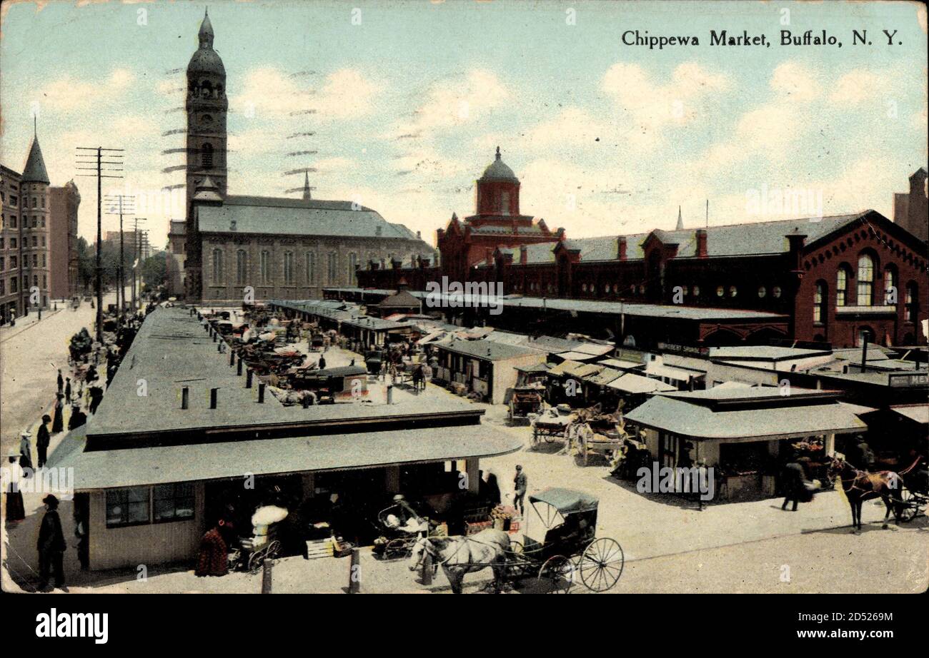 Buffalo New York, Chippewa Market, Blick auf den Markt in Innenstadt ...