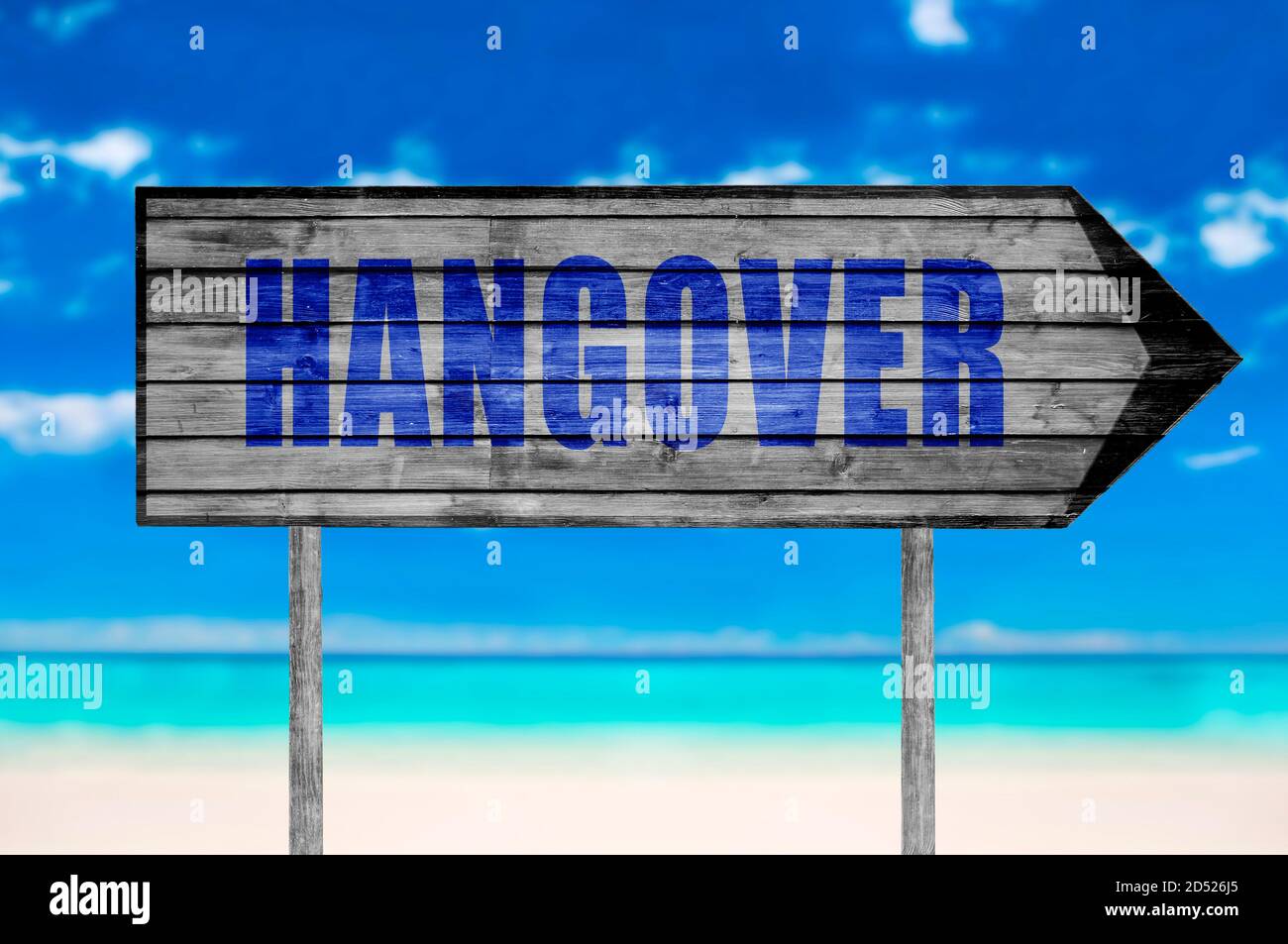 Hangover wooden sign with on a beach background Stock Photo - Alamy
