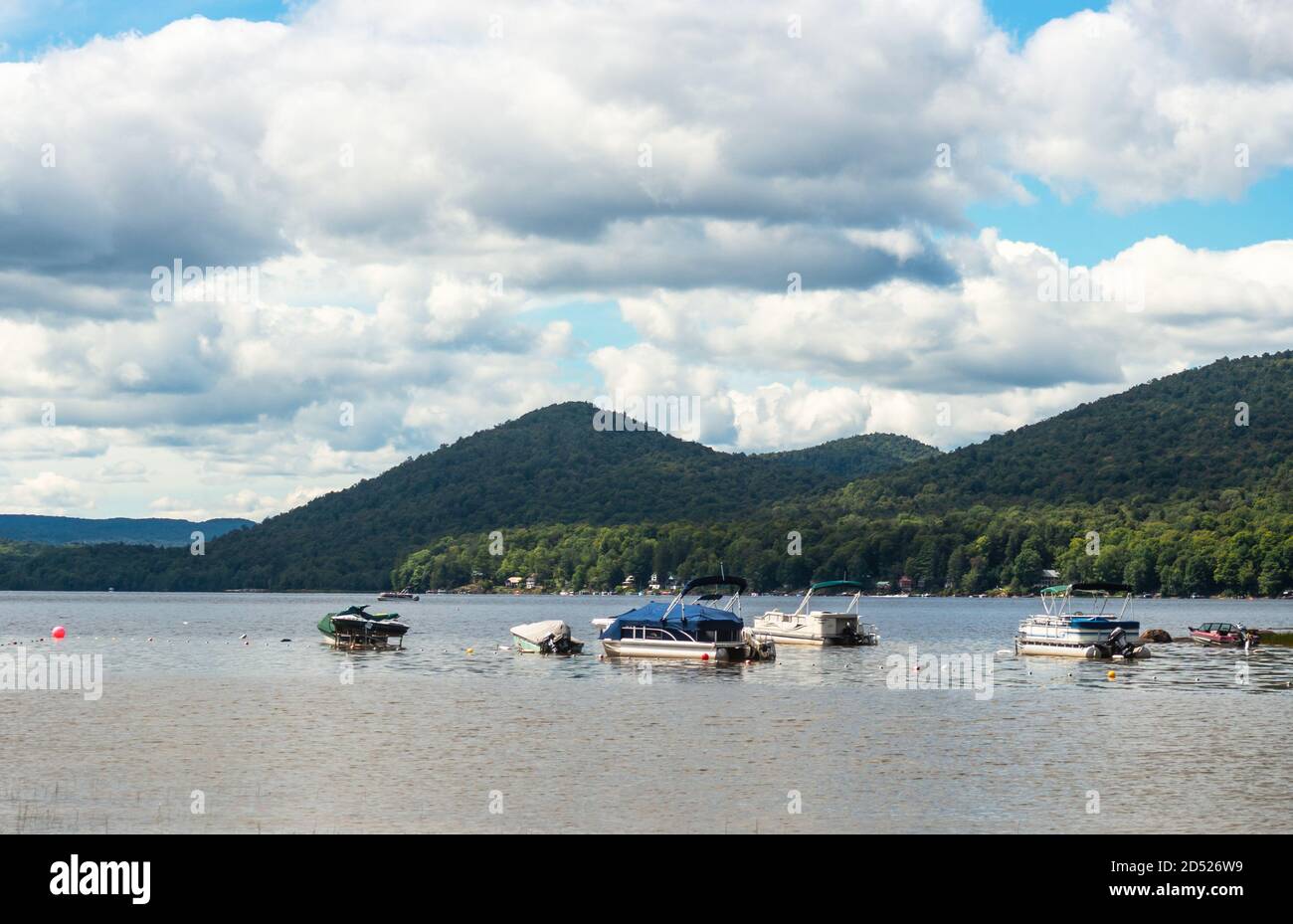 View from Moffitt Beach of Sacandage Lake on an overcast day in the ...