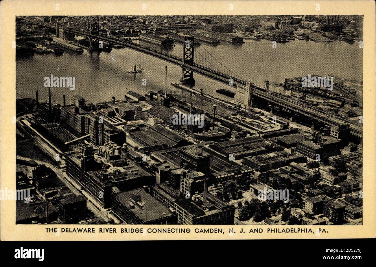 Philadelphia Pennsylvania USA, The Delaware River Bridge, Aerial View ...