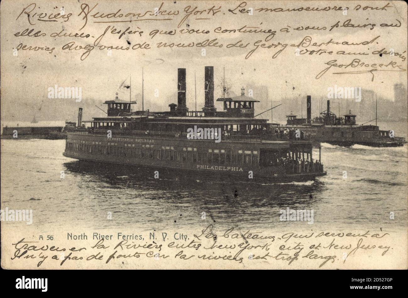 New York City USA, general view of the North River Ferries ...