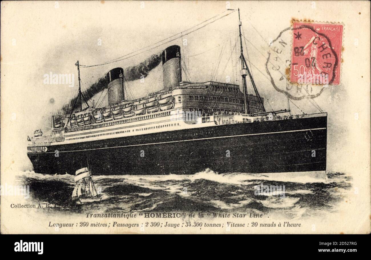 White Star Line, Transatlantique Homeric, Dampfschiff | usage worldwide ...