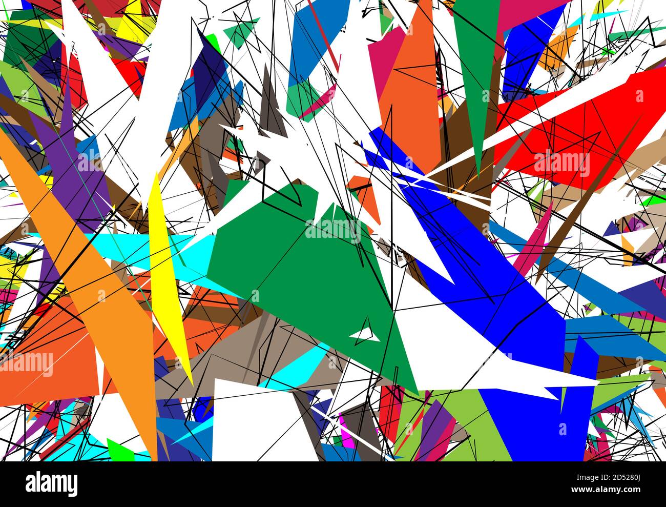 Random Chaotic Contemporary art work vector illustration. Random lines ...