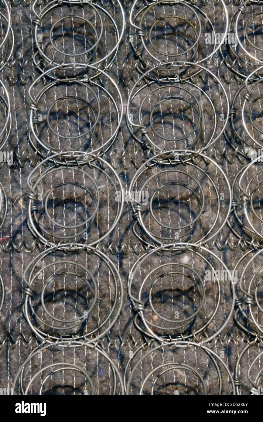 Texture of old bed springs, grey background close-up Stock Photo - Alamy