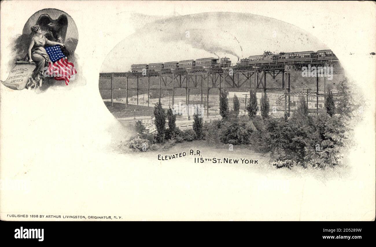 New York USA, Elevated Railroad, 115th Street, Eisenbahnbrücke | usage ...