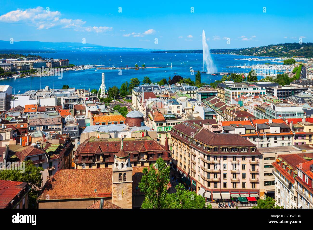 Geneva aerial panoramic view. Geneva or Geneve is the second most ...