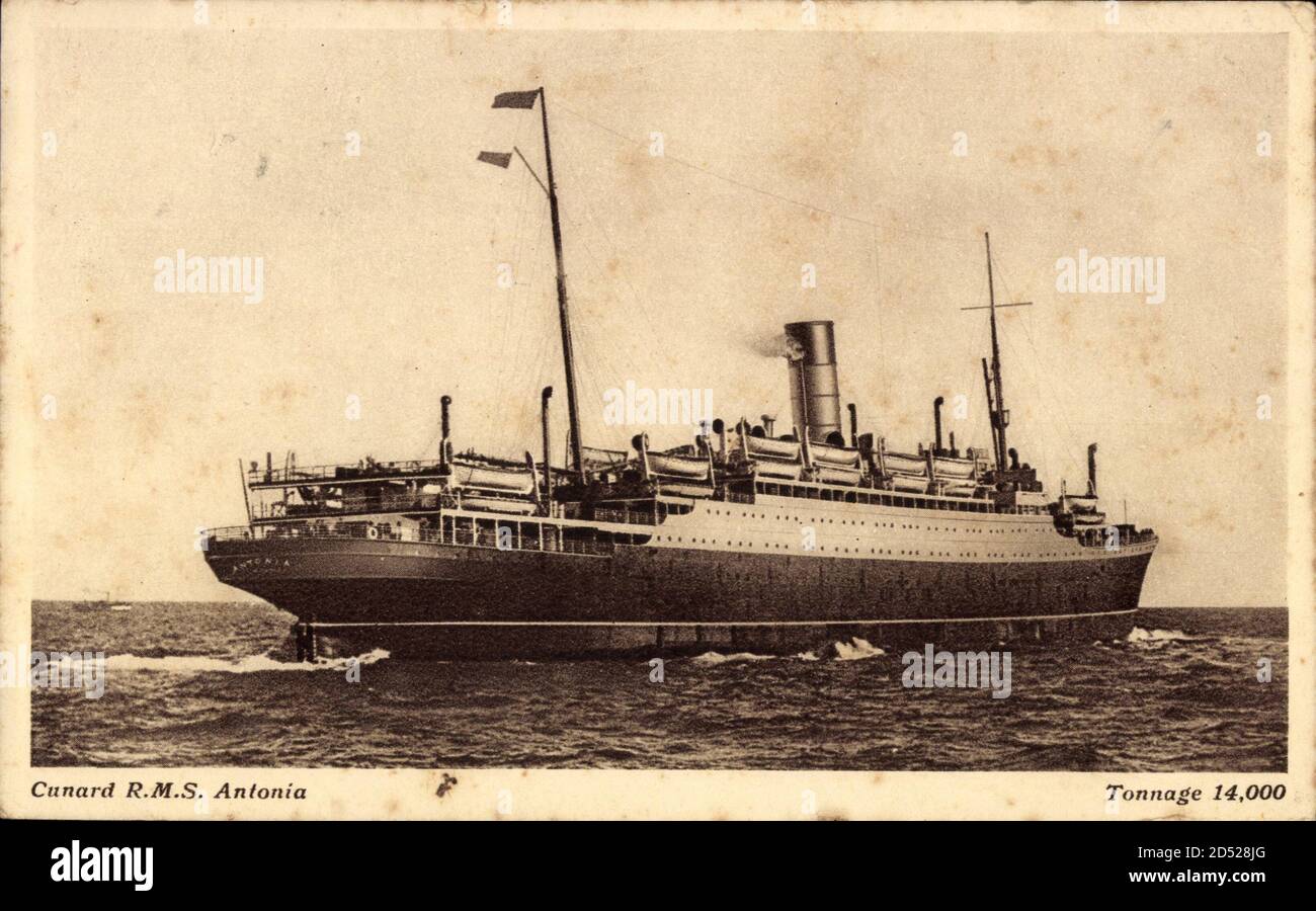 Cunard Line, R.M.S. Antonia, Steamship, Dampfschiff | usage worldwide ...