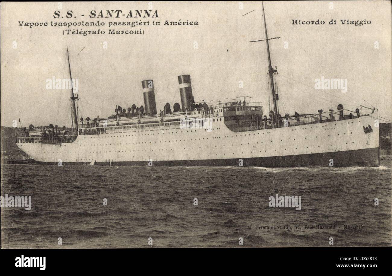 S.S. Sant Anna, Compagnie Fabre, Fabre Line, Paquebot | usage worldwide ...