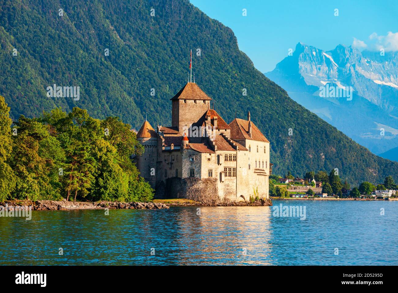 Chillon Castle or Chateau de Chillon is an island castle located on ...