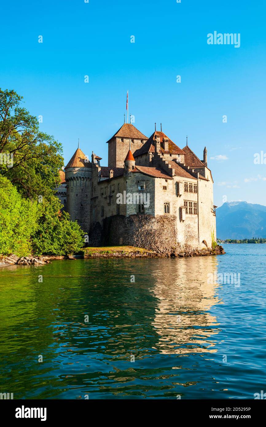 Chillon Castle or Chateau de Chillon is an island castle located on ...