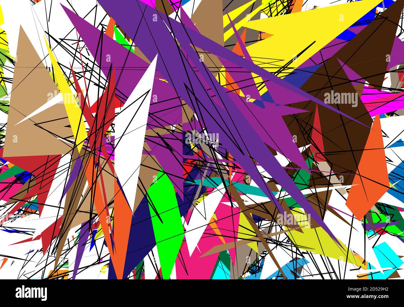 Random Chaotic Contemporary art work vector illustration. Random lines ...
