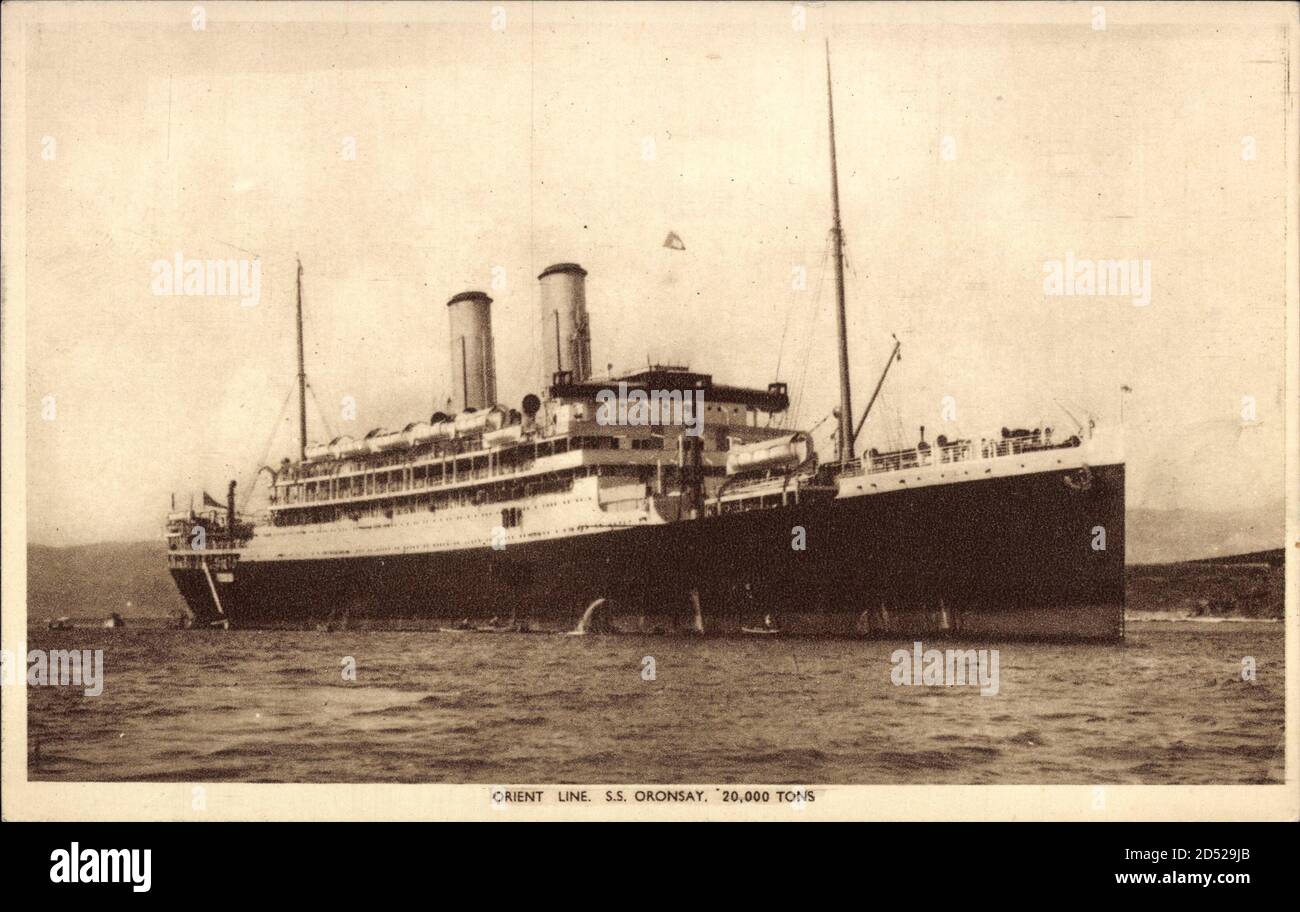Orient Line, S.S. Oronsay, Dampfschiff vor Anker | usage worldwide ...