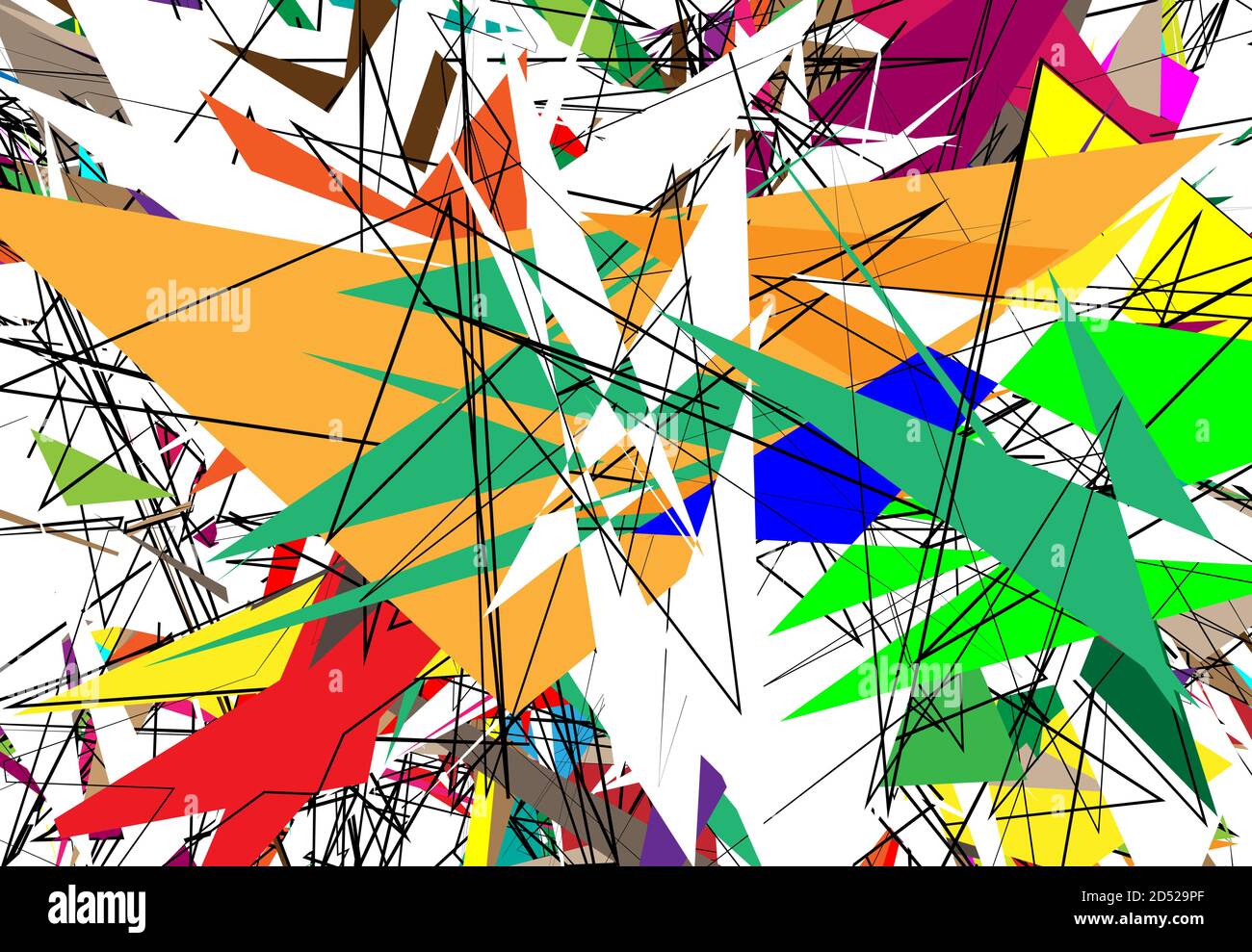 Random Chaotic Contemporary art work vector illustration. Random lines ...
