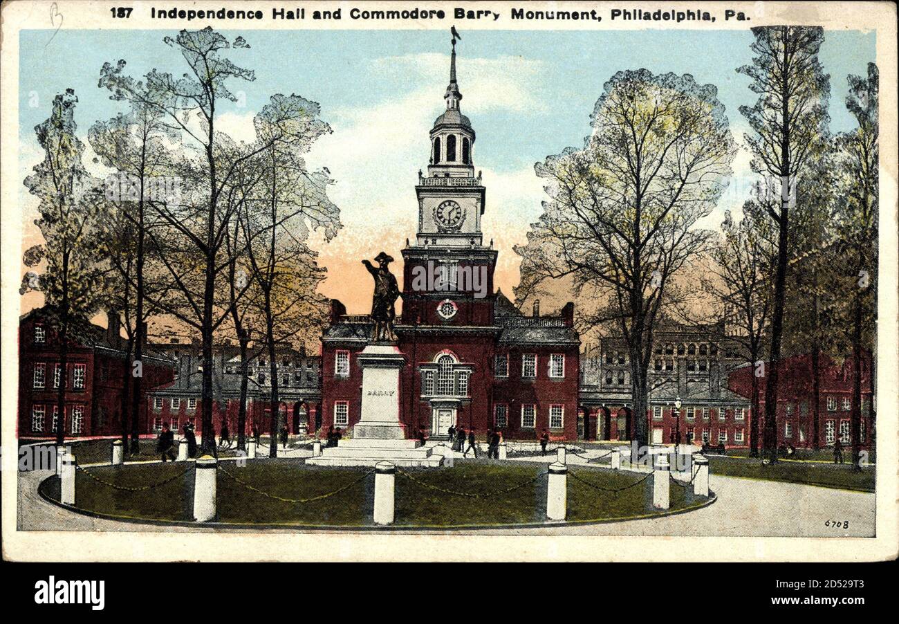 Philadelphia Pennsylvania, Independence Hall and Commodore Barry ...