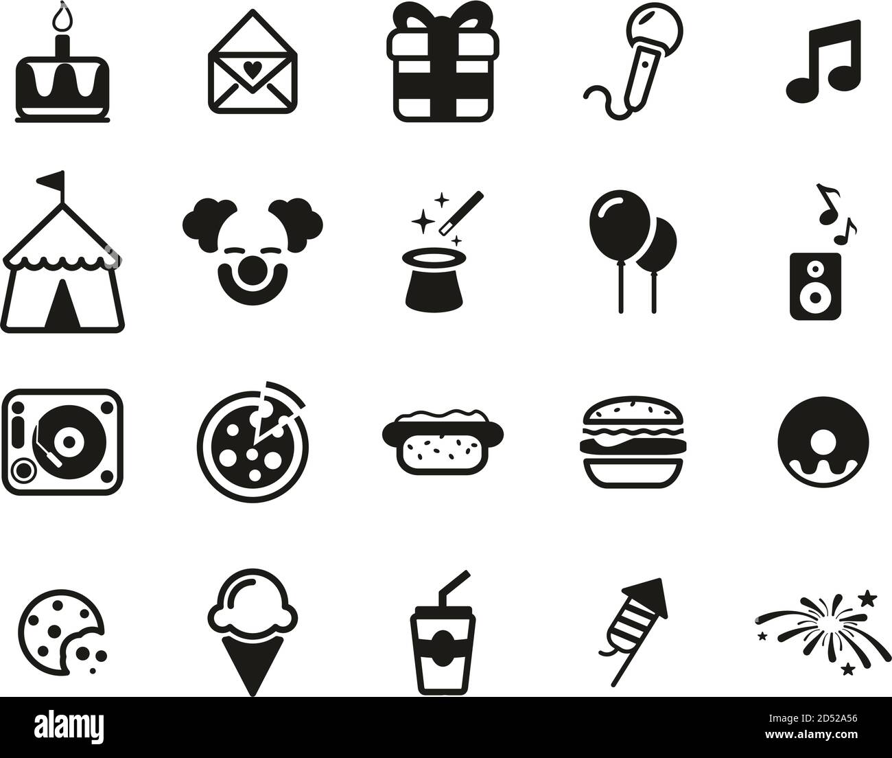 Birthday Party Icons Black & White Set Big Stock Vector Image & Art - Alamy
