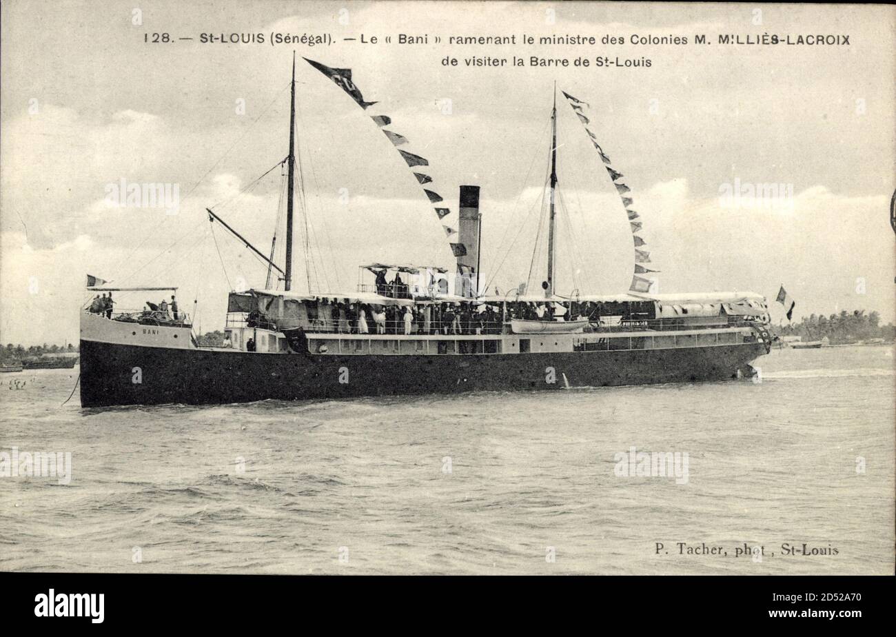 St. Louis Sénégal, Le Bani, Paquebot, Colonie Milliés Lacrois | usage ...