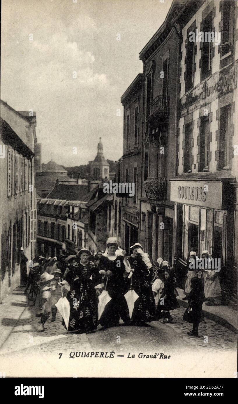 Quimperlé Finistère, vue générale de la Grand Rue | usage worldwide ...