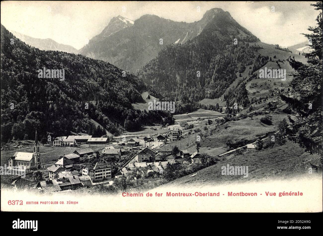 Montbovon Kt. Freiburg, Chemin de fer, vue generale | usage worldwide ...